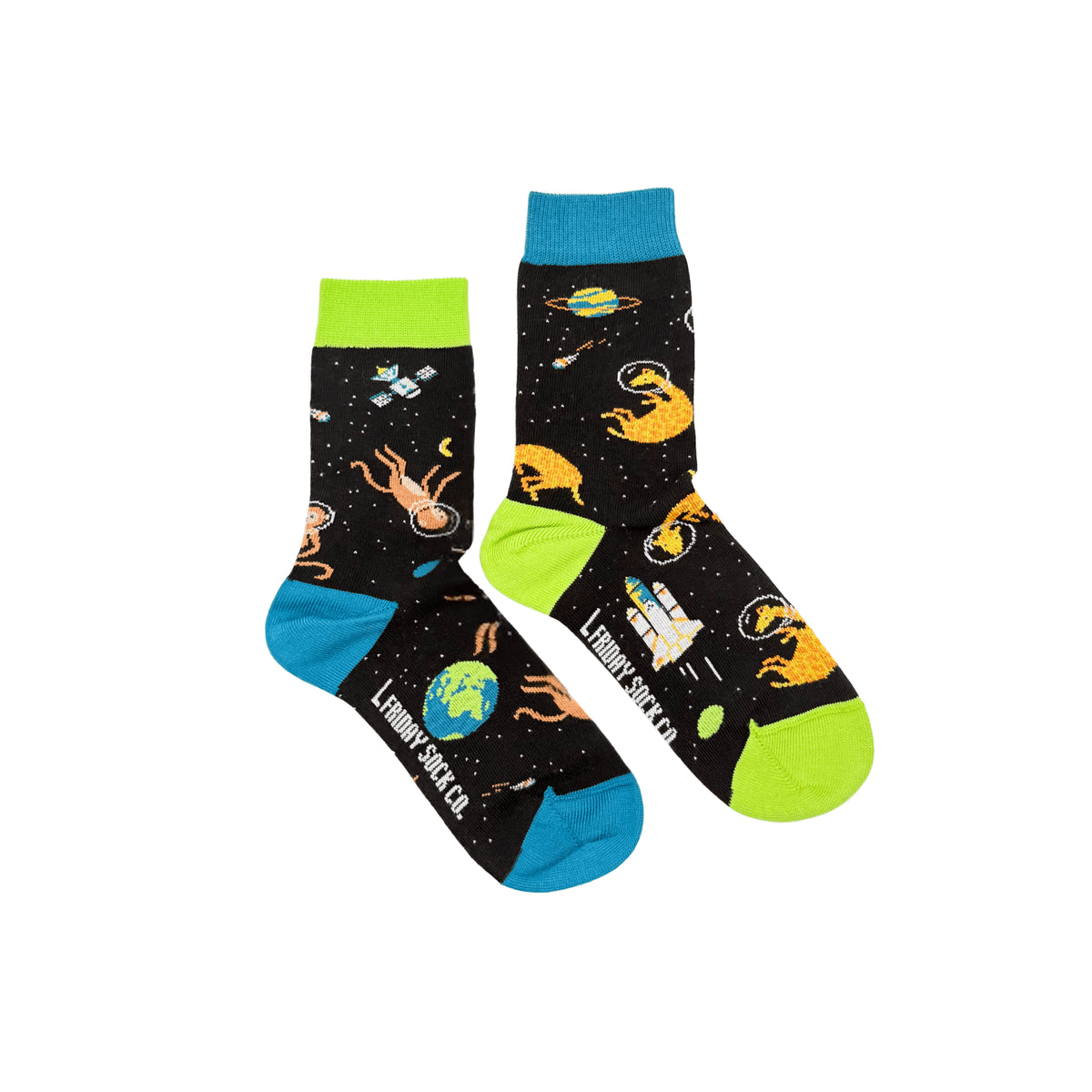 Kid's Animals in Space Socks | Mismatched by Design | Friday Sock Co.