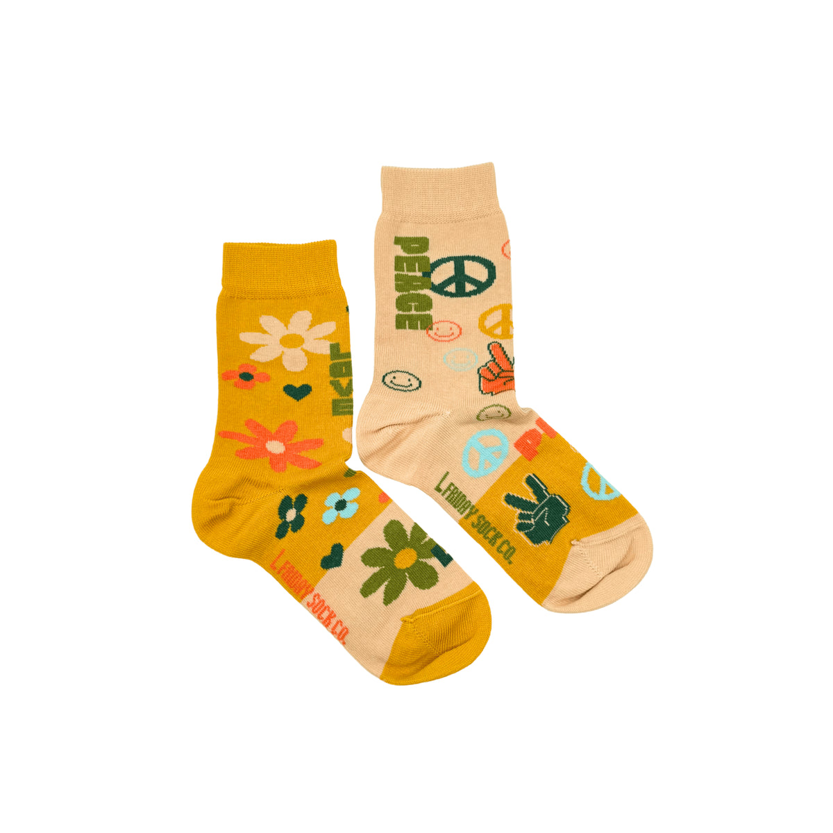 Kid's Peace and Love Socks | Mismatched by Design | Friday Sock Co.