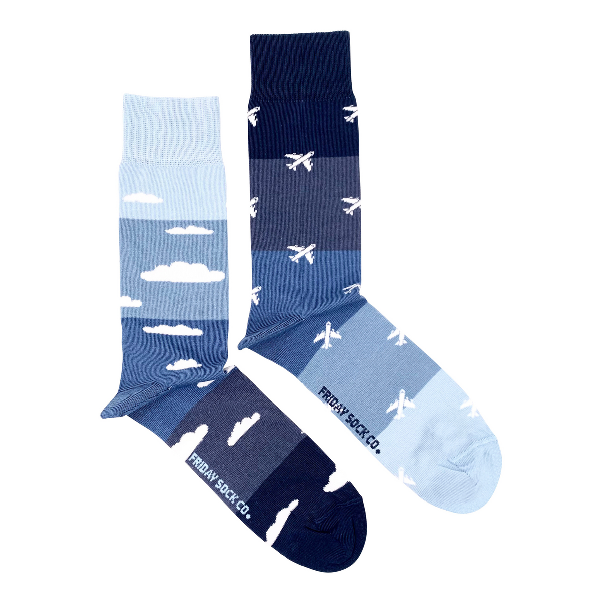Men's Plane & Clouds Socks | Mismatched by Design | Friday Sock Co.