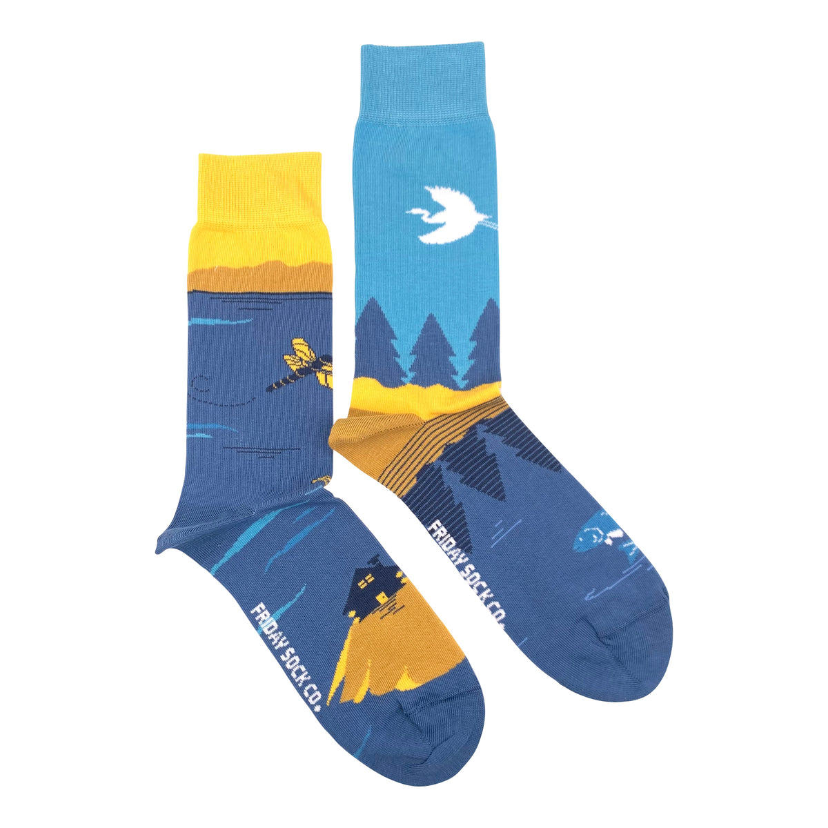 Men's Great Lakes Landscape Socks | Friday Sock Co. Mismatched Socks