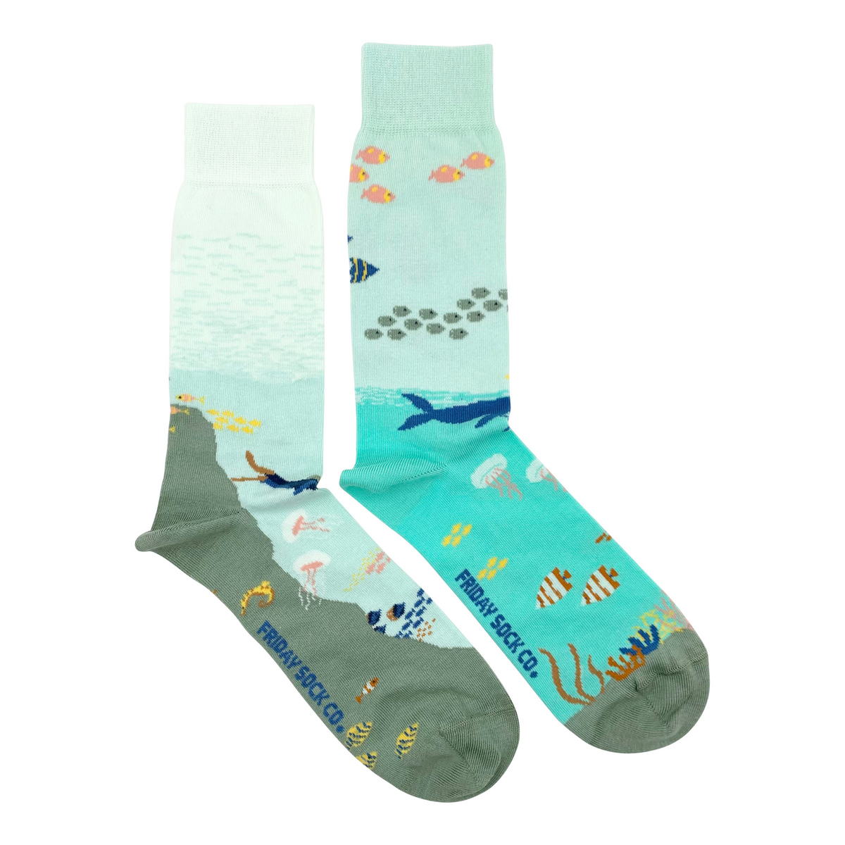 Men's Underwater Scene Socks | Mismatched by Design | Friday Sock Co.
